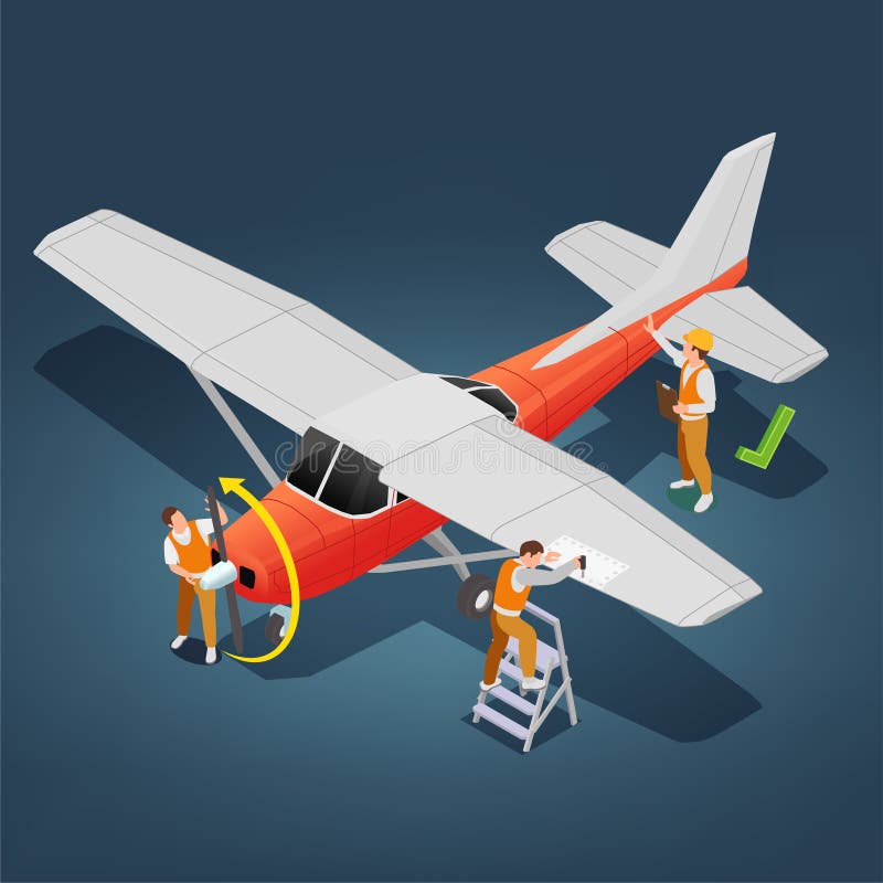 Aircraft Service Isometric stock vector. Illustration of engine - 278771418
