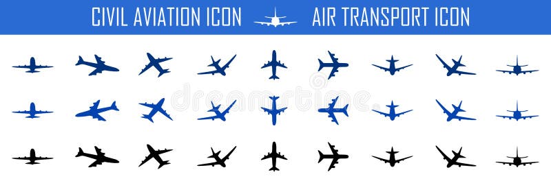Set of Icons of Aviation in a Flat Style. Objects Pilots Stock Vector ...