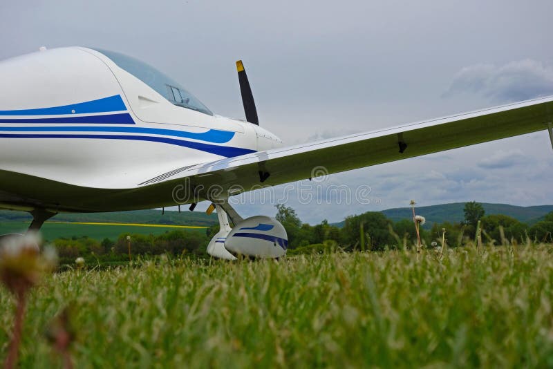 Small Airplane with a Propeller and Blue Sky Stock Image - Image of ...