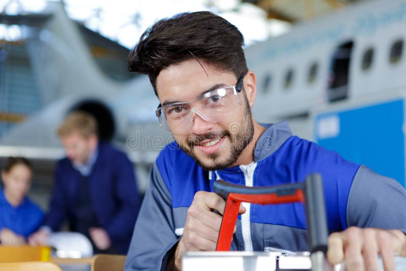 Aircraft Structure Assembler Smiling Stock Photo - Image of manufacture ...