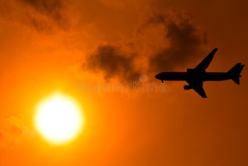 Aircraft in the sunset stock photo. Image of flight, transport - 38277632