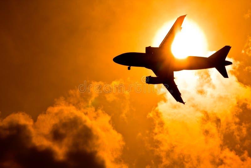 Aircraft in the sunset stock photo. Image of airport - 38277474
