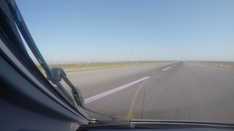 Aircraft Takeoff from the Airport, the View from the Cockpit Stock ...
