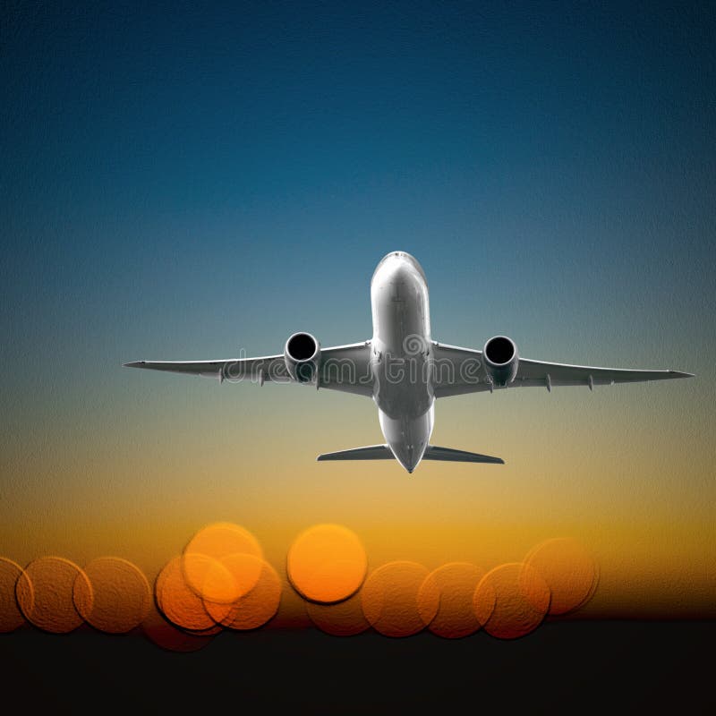 Aircraft Taking Off from the Airport by Night Stock Vector ...