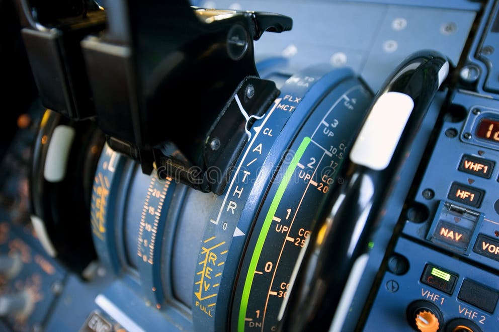 Aircraft Thrust levers stock image. Image of compass - 18644219