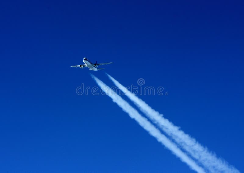 Aircraft and trail stock photo. Image of flight, travel - 4688470