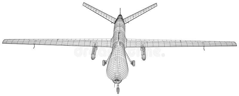 Aircraft Unmanned Predator Military Drone. Vector Created of 3d, Wire ...