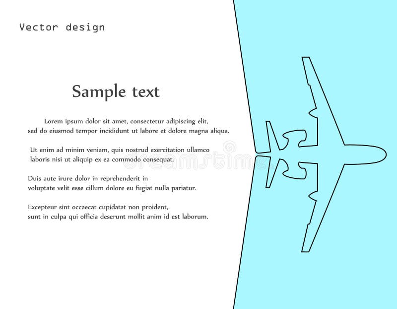 Aircraft. Vector Sketch of Continuous Plane Line on Blue Background ...