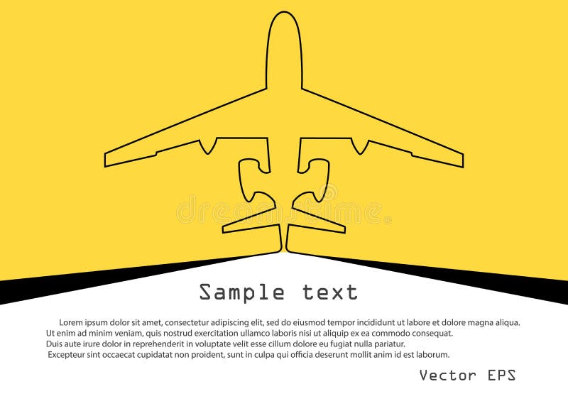Aircraft. Vector Sketch of Continuous Plane Line on Yellow Background ...