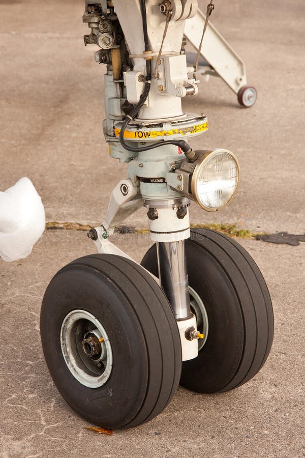 Nose Wheel of Wide-body Airplane Stock Photo - Image of airbus, heavy ...