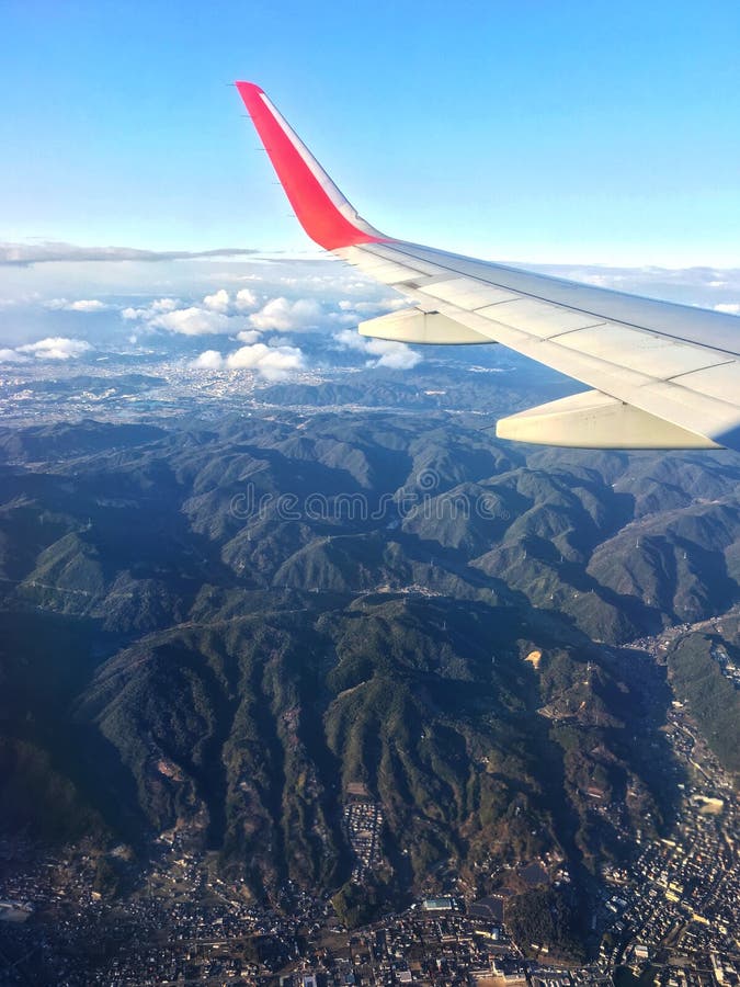 Aircraft Wing Above Hiroshima, Japan Stock Photo - Image of transport ...