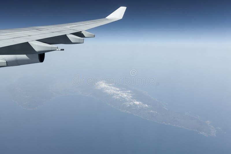 Aircraft Wing Over Islands in Ocean Stock Photo - Image of altitude ...