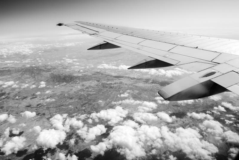 Aircraft wing over land stock photo. Image of black, traffic - 12154194