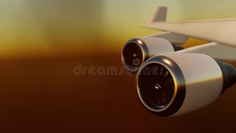 Aircraft Wing View with Spinning Turbofan Engines at Sunset Stock Video ...