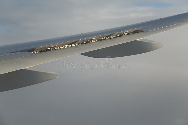 Aircraft Wing Wind with Spoilers Stock Image - Image of plane, extend ...