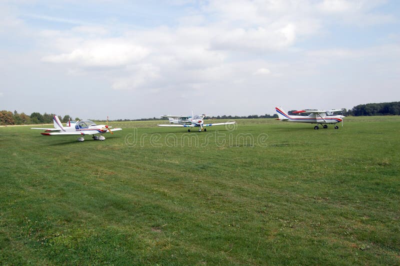 Airfield Grass Landing Take Off Perspective Countryside Stock Photo ...