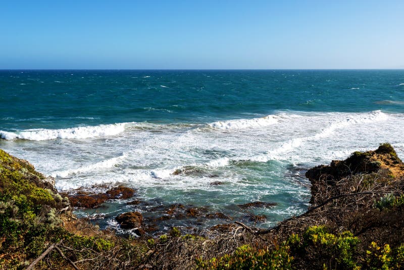 Aireys Inlet Coast with Waves and Blue Sky Stock Image - Image of april ...
