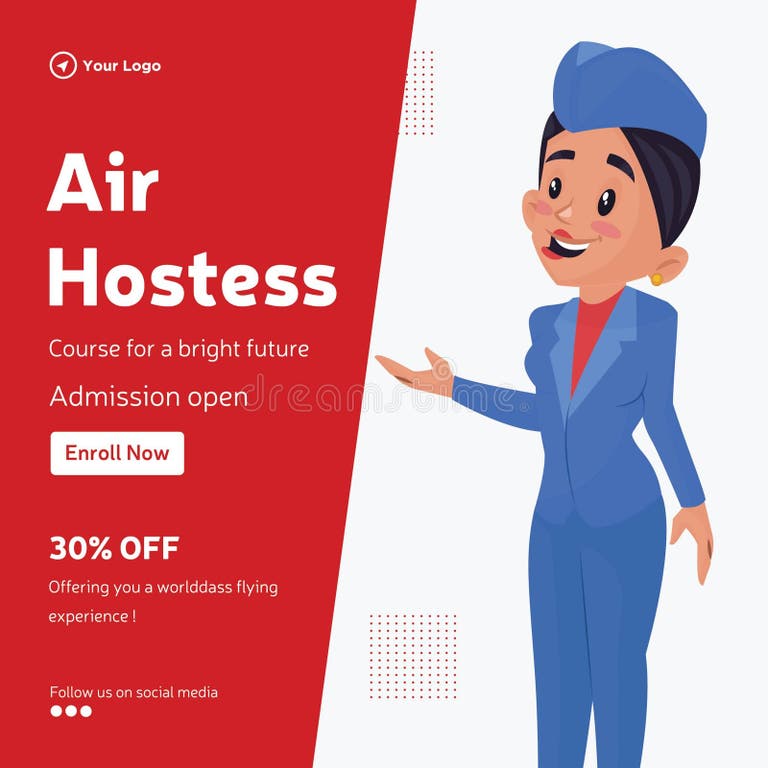Banner Design of Air Hostess Stock Vector - Illustration of pretty ...