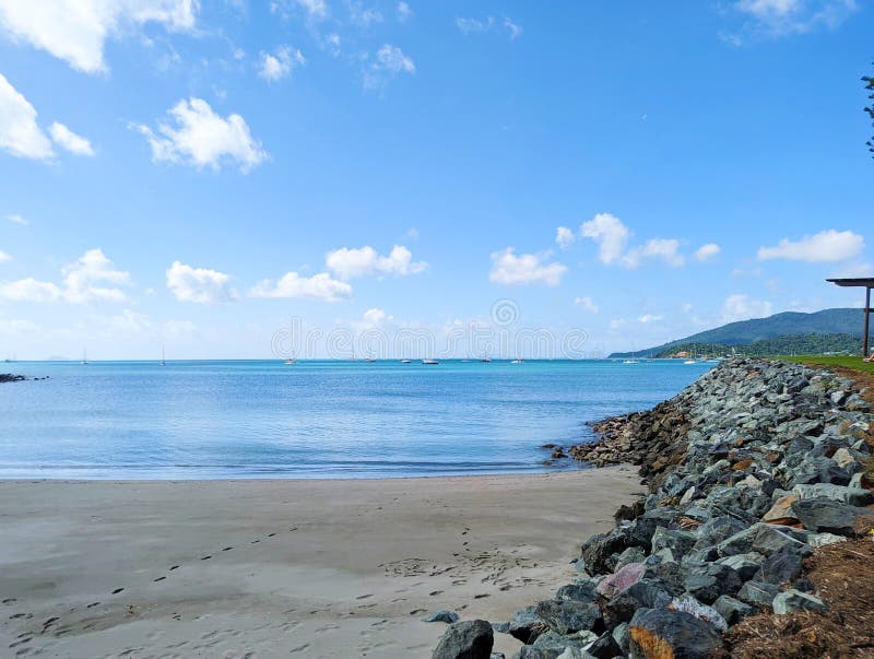 Airlie Beach View of the Shoreline and the Blue Ocean Stock Image ...