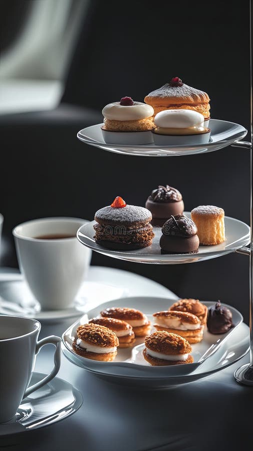 Airline Afternoon Tea with Pastries Selection. Stock Photo - Image of ...