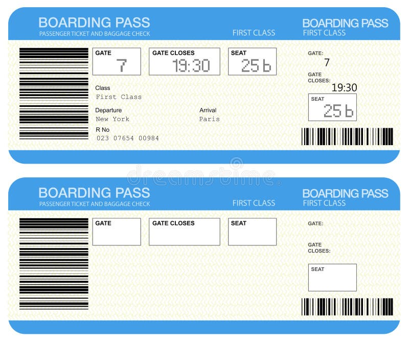 Set Of The Airline Boarding Pass Tickets With Shadow Isolated On White