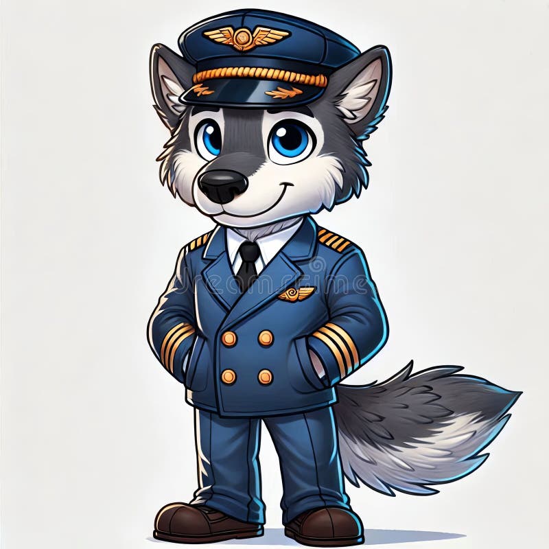 Airline Commander Wolf in Formal Attire Stock Illustration ...