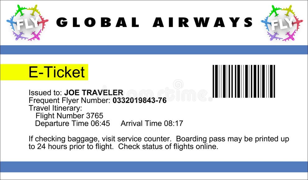 Airline e-Ticket stock illustration. Illustration of travel - 14761255