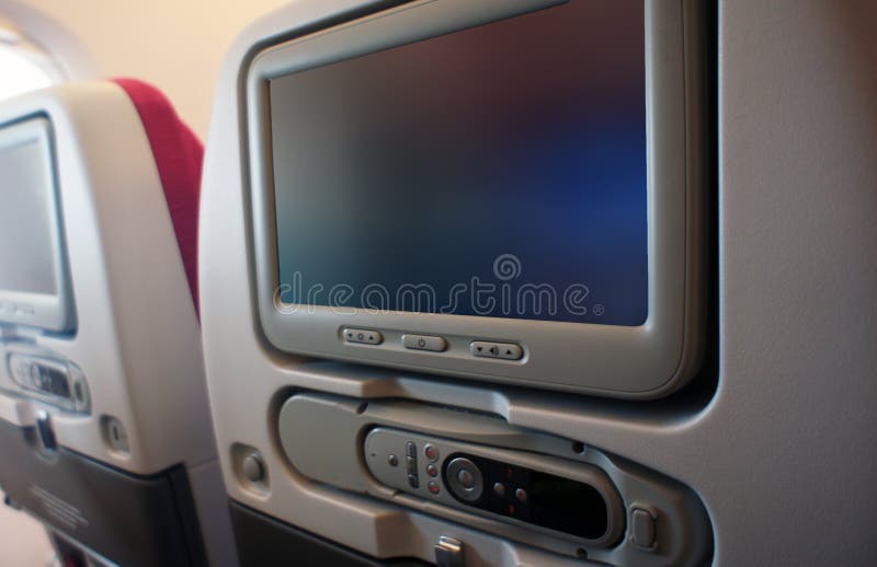 Airline Economic Class Seat with Touch Screen Tv Stock Image - Image of ...