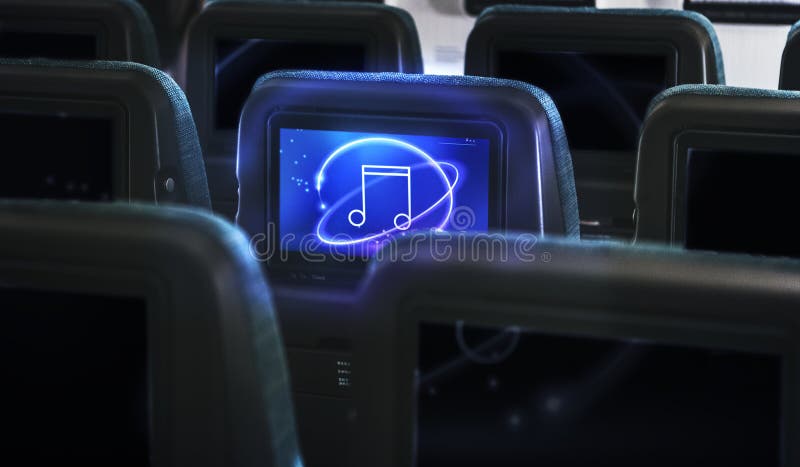Airline in-flight Entertainment Screen Stock Image - Image of transit ...