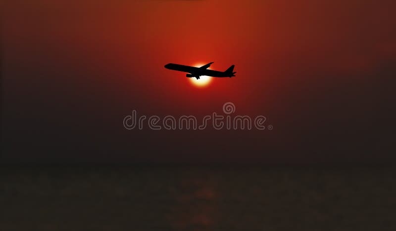 Airline Flying in the Sky at Night Stock Image - Image of scene ...