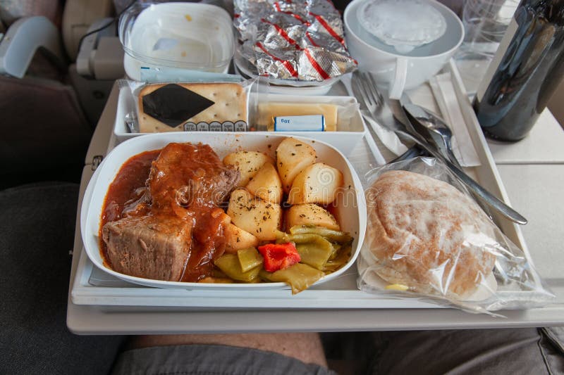 Airline food on the tray stock image. Image of lunch - 216557829