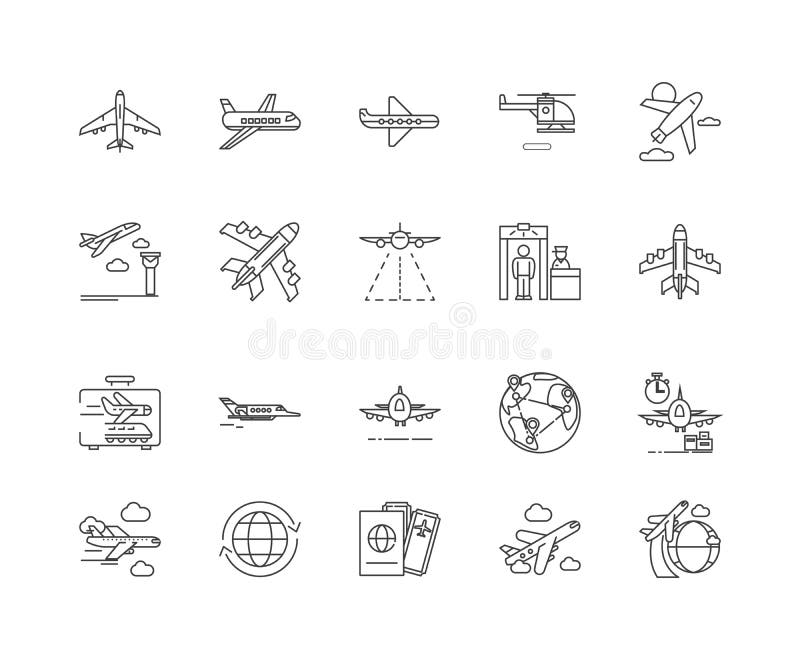 Airline Line Icons, Signs, Vector Set, Outline Illustration Concept ...
