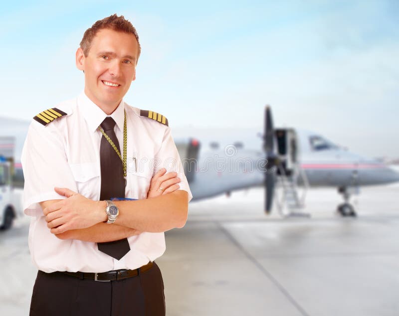 Airline Pilot at the Airport Stock Image - Image of jumbo, professional ...