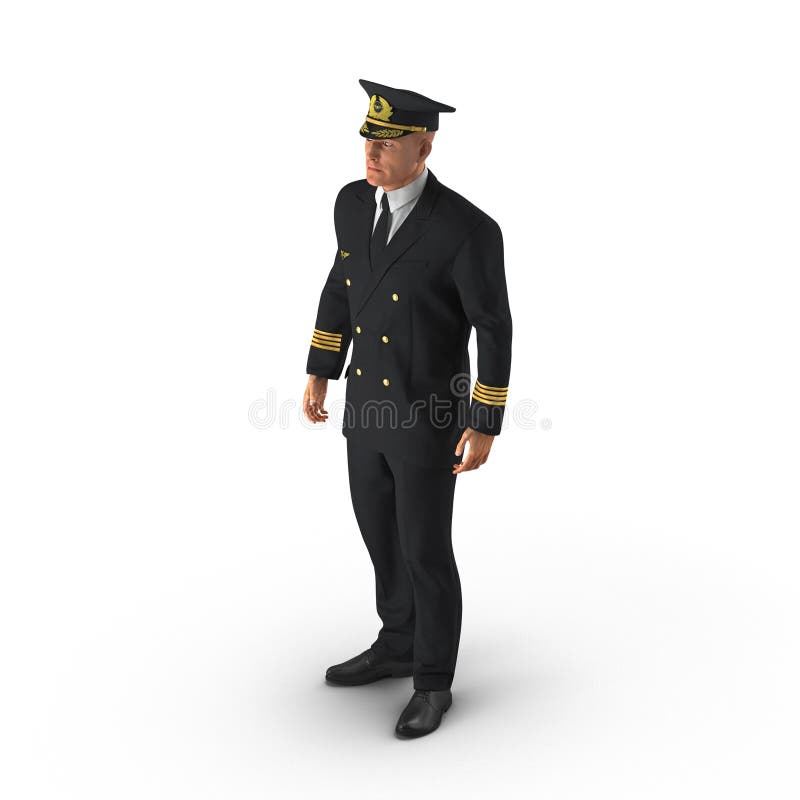 Airline Pilot on White. 3D Illustration Stock Illustration ...