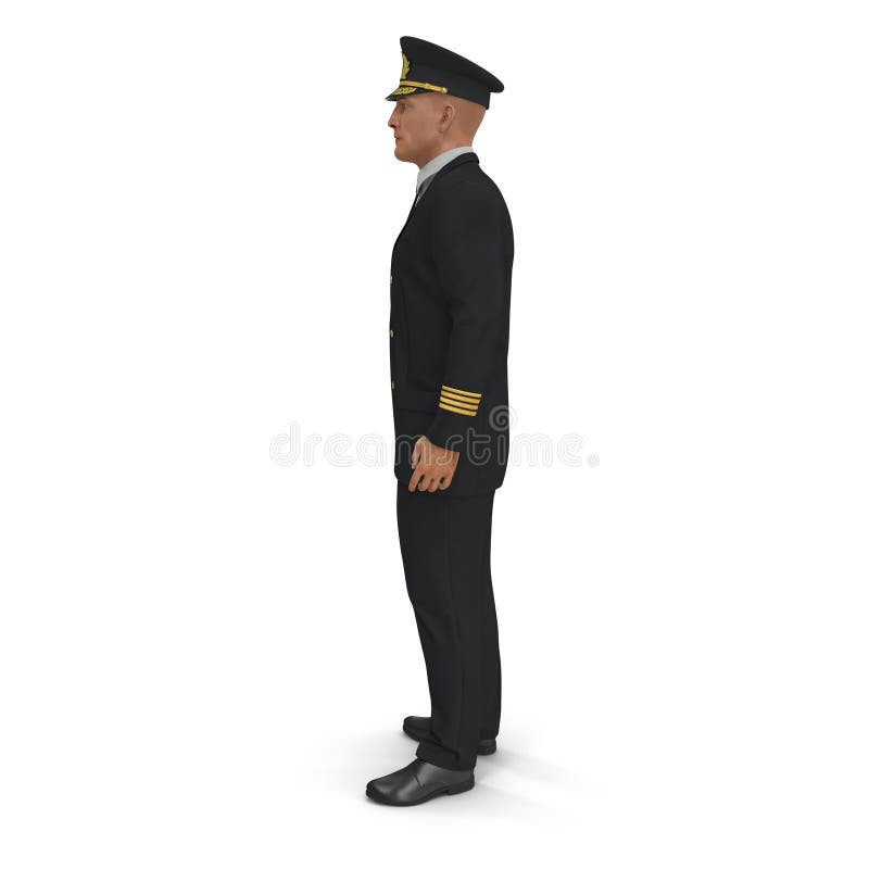 Airline Pilot on White. Side View. 3D Illustration Stock Illustration ...