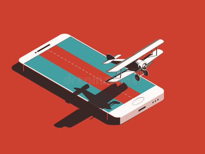 Airline Plane with Smart Phone. Flying from Display of Smartphone with ...
