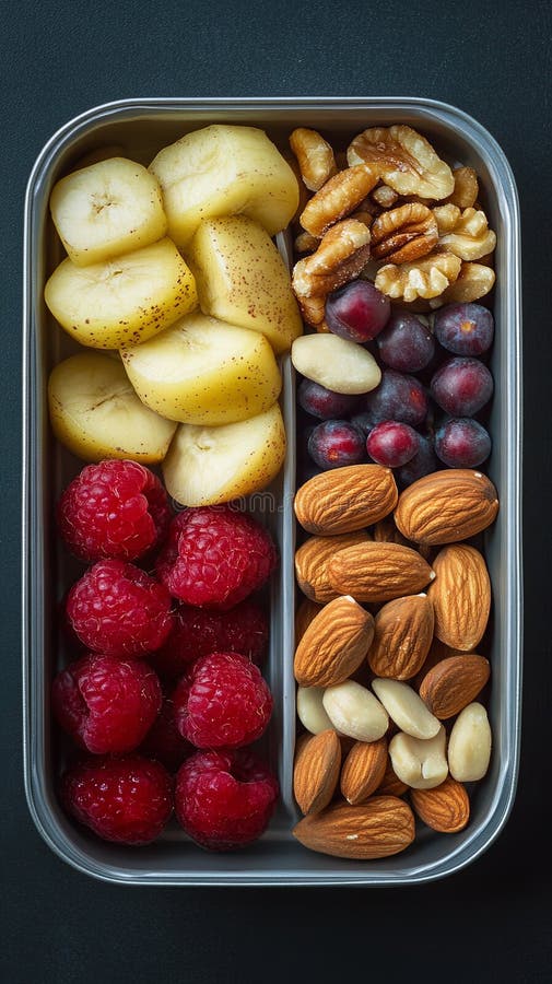 Airline Snack Box with Nuts and Fruit. Stock Image - Image of keto ...