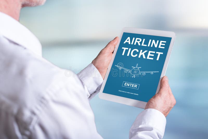 Airline Ticket Concept on a Tablet Stock Image - Image of booking ...