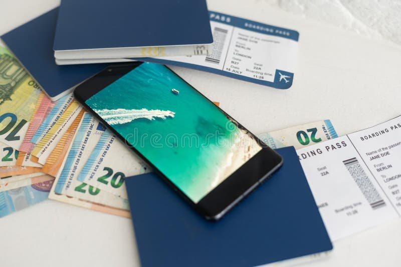 Airline Tickets and Documents on White Background Stock Photo - Image ...