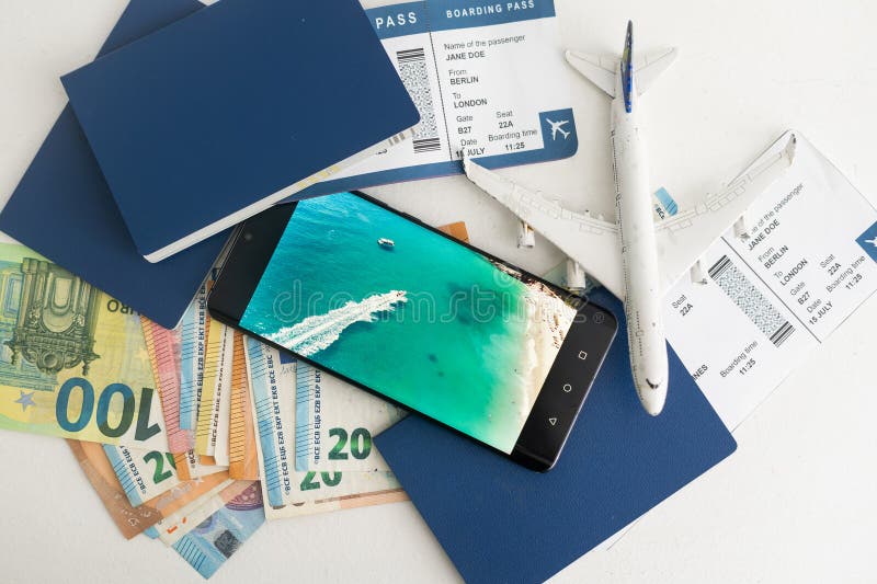 Airline Tickets and Documents on White Background Stock Photo - Image ...