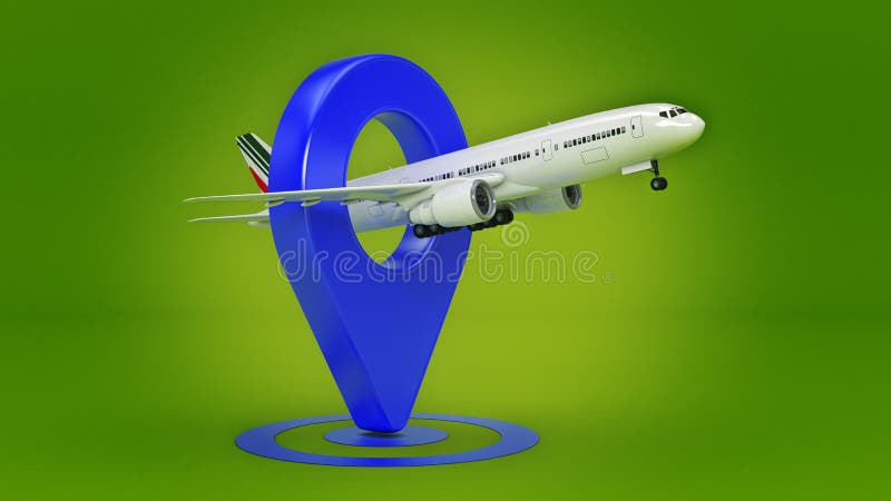Airline Travel Concept. Airport Pointer. Airplane and Pin Isolated on ...