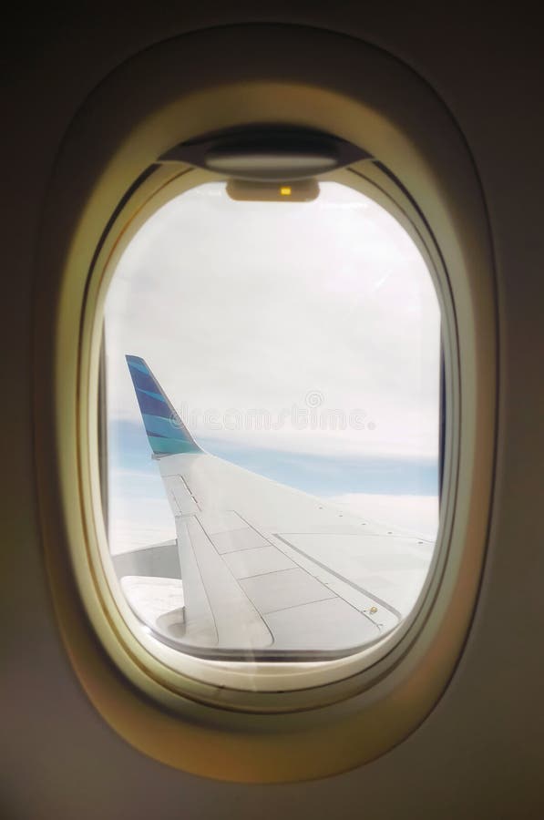 Airline Window View, Aircraft Wing Currently Flying at the Sky Stock ...