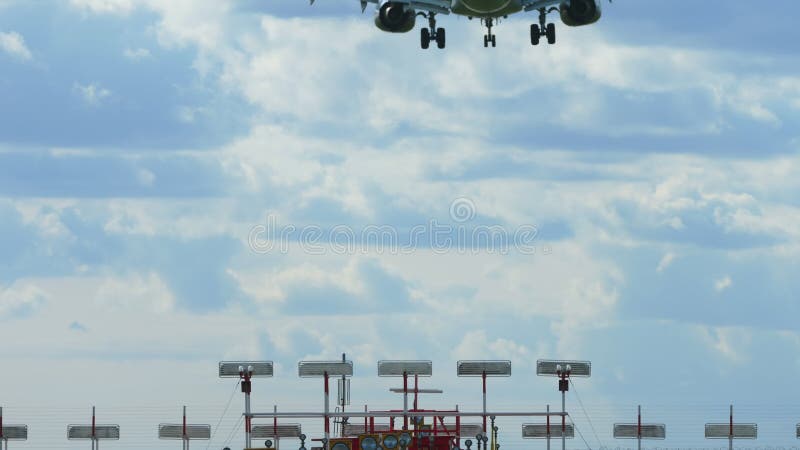Airliner on Final Approach. View from the Runway Stock Footage - Video ...