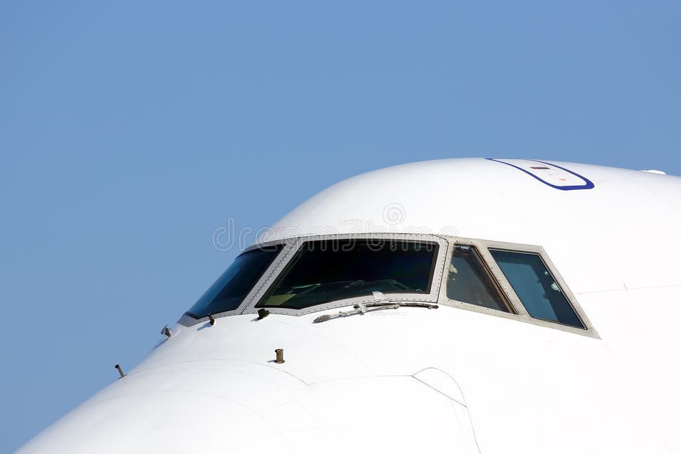 Airliner cockpit windows stock photo. Image of boeing - 54079282