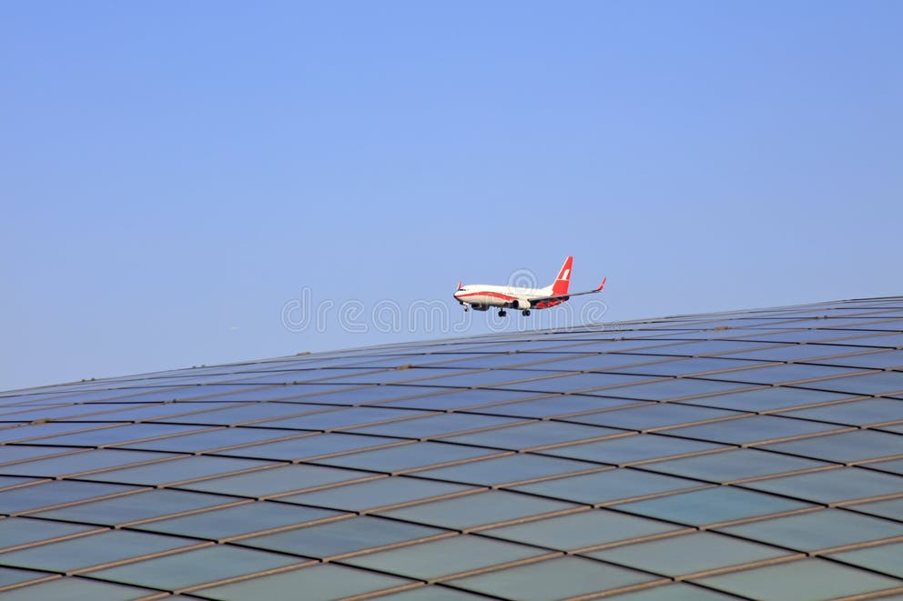 Airliner and Dome of the Forthcoming Landing Editorial Photo - Image of ...