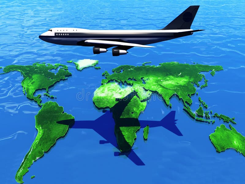 Airliner Flying Over the Earth Stock Illustration - Illustration of ...