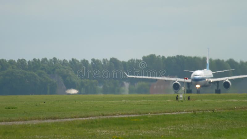 Airliner on the Runway, Front View Stock Video - Video of ...