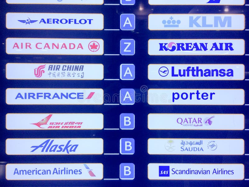 Airlines listing sign editorial stock photo. Image of modern - 180925933
