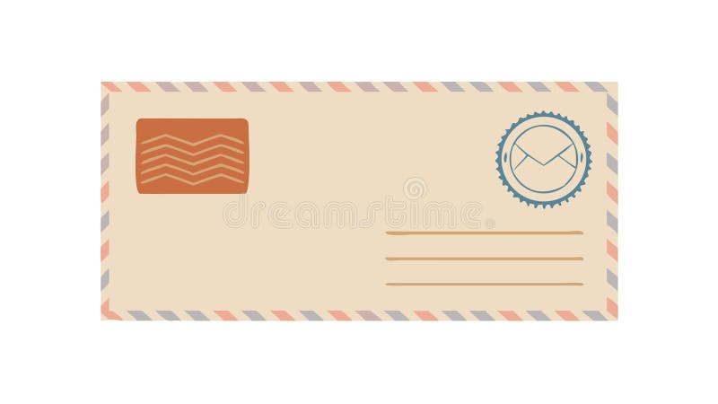 Airmail Envelope with Circular Postmark, Global Mail Icon, Vector ...