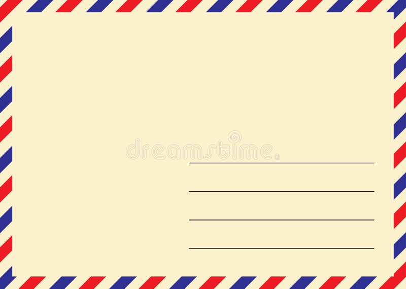Airmail Envelope. Old Yellow Postcard with Diagonal Stripes in Red and ...